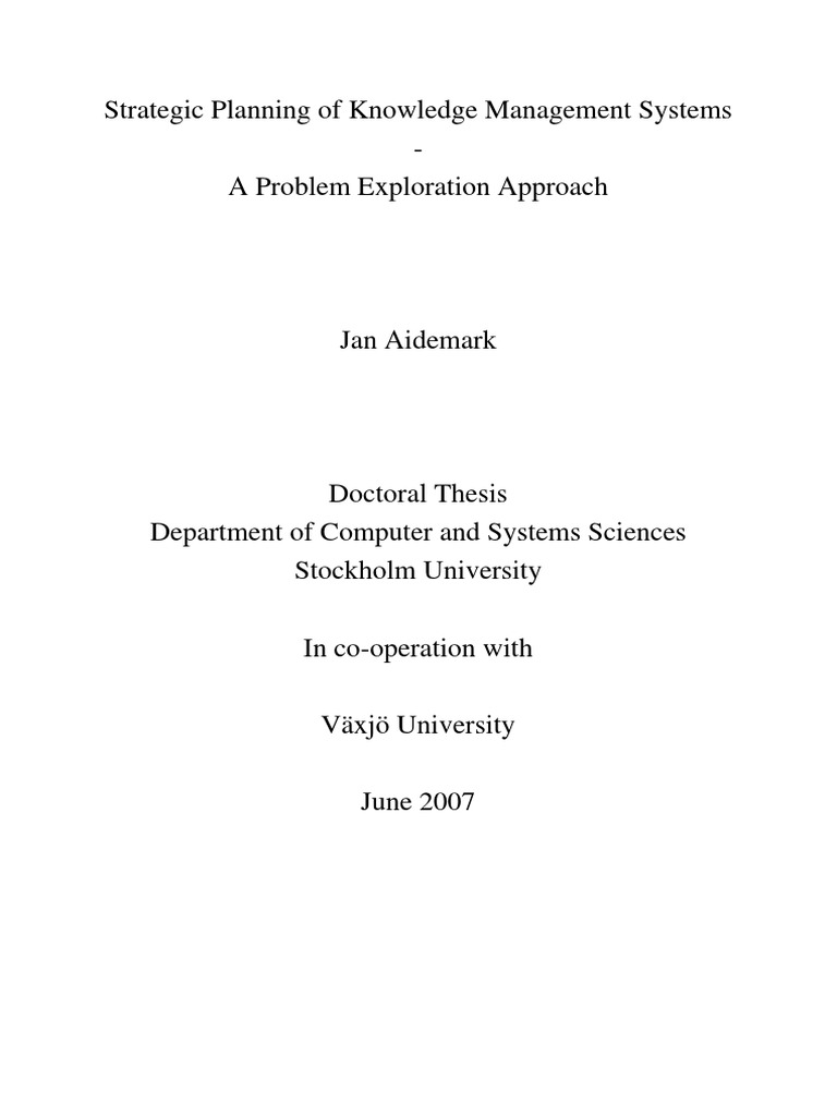 Strategic Planning of Knowledge Management Systems - A Problem ...