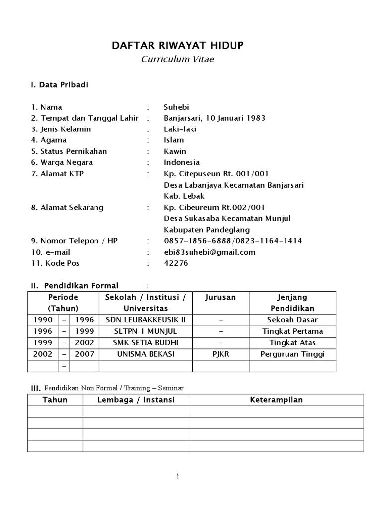 CV Pelatih Futsal Porprov | PDF