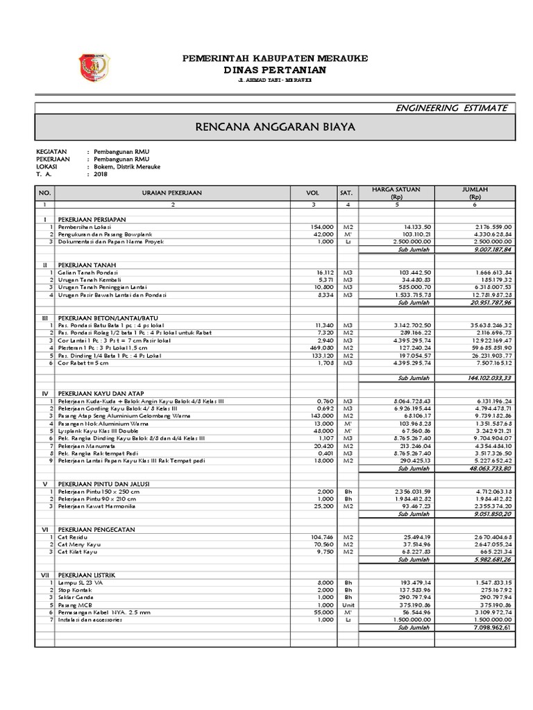 Sample RAB Kancingan 1 | PDF