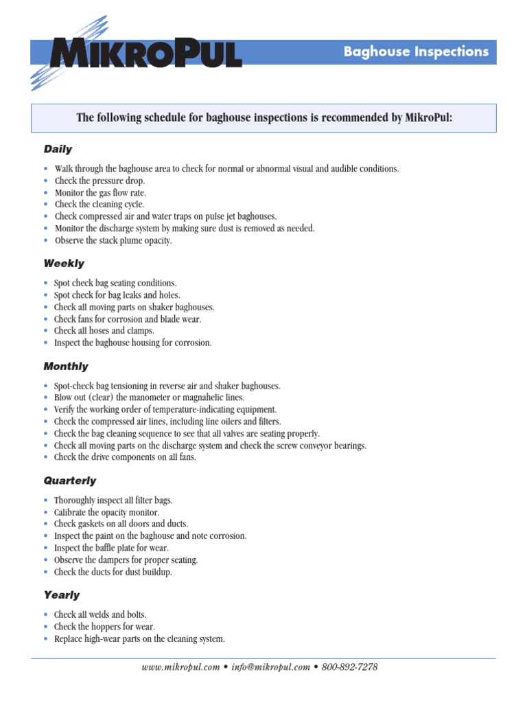Baghouse Inspection and Maintenance Guide | PDF | Business