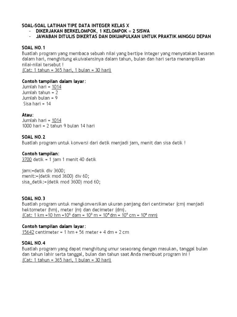 Latihan Soal Integer | PDF