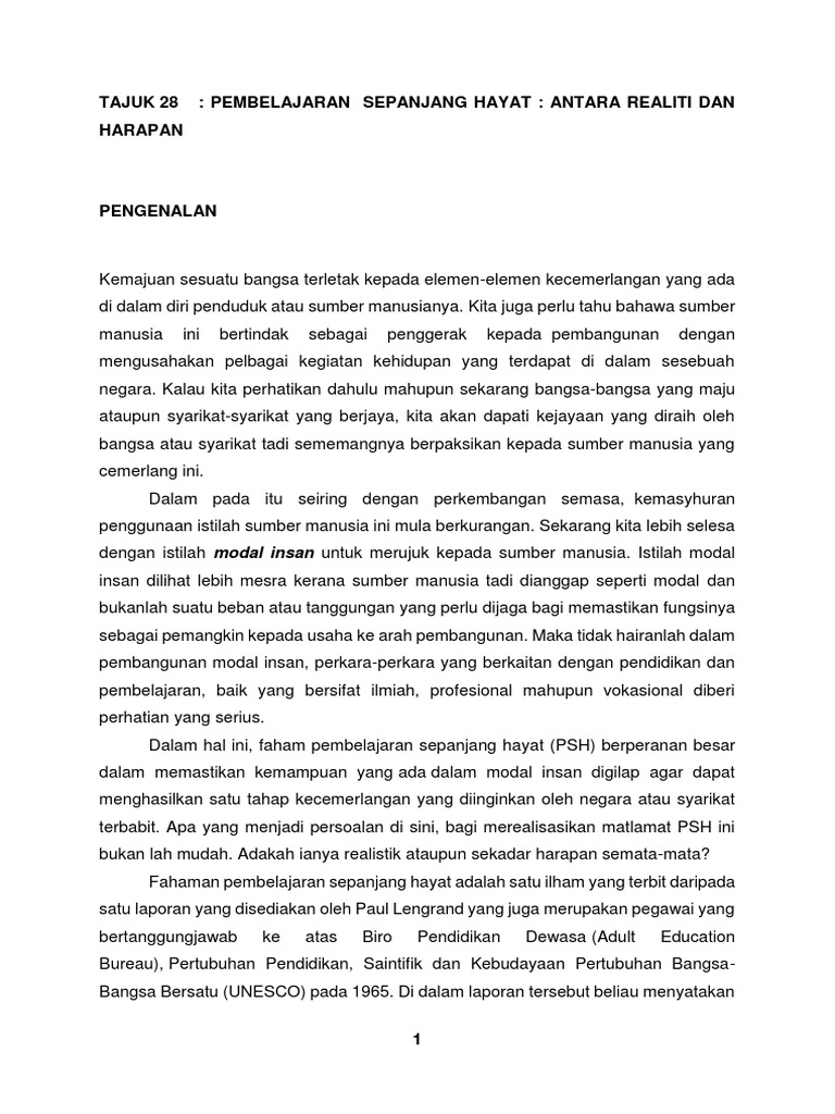 Pembelajaran Sepanjang Hayat Esei | PDF