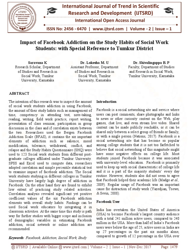 Facebook Addiction's Impact on Study Habits | PDF | Facebook | Social ...