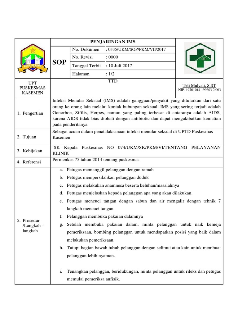 Sop Penjaringan Ims | PDF