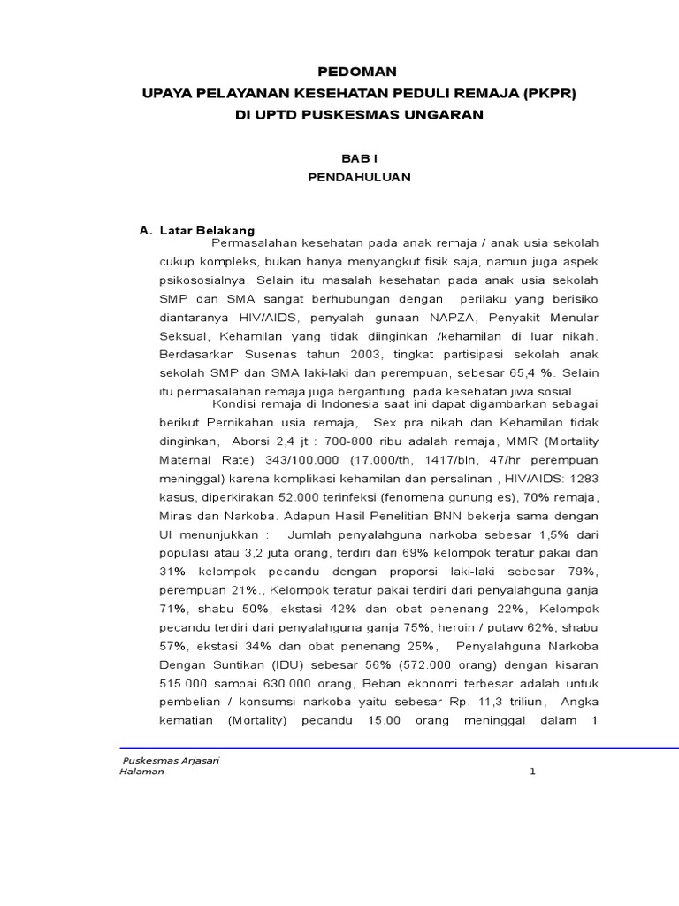 Pedoman PKPR di Puskesmas Ungaran | PDF | Kesehatan Holistik | Sains ...