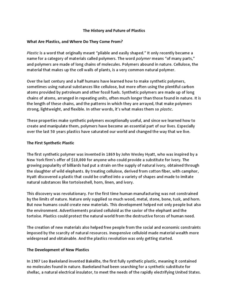 History of Plastics | PDF | Plastic | Polymers