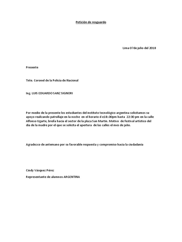 Petición de Resguardo | PDF