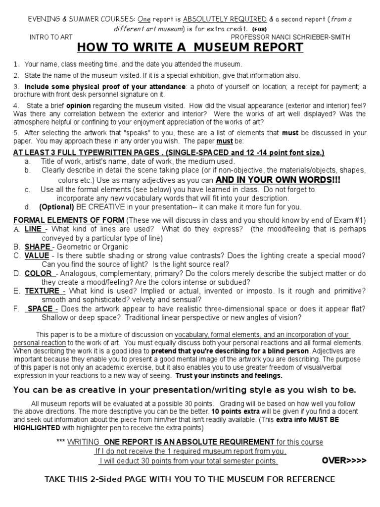 How To Write A Museum Report F 08 WBC Am | PDF | Museum | Color