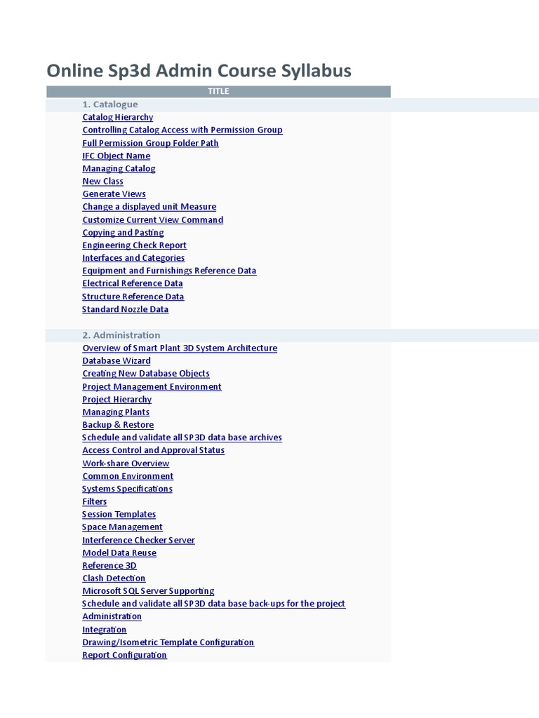 Online Sp3d Admin Course Syllabus | PDF | Application Programming ...