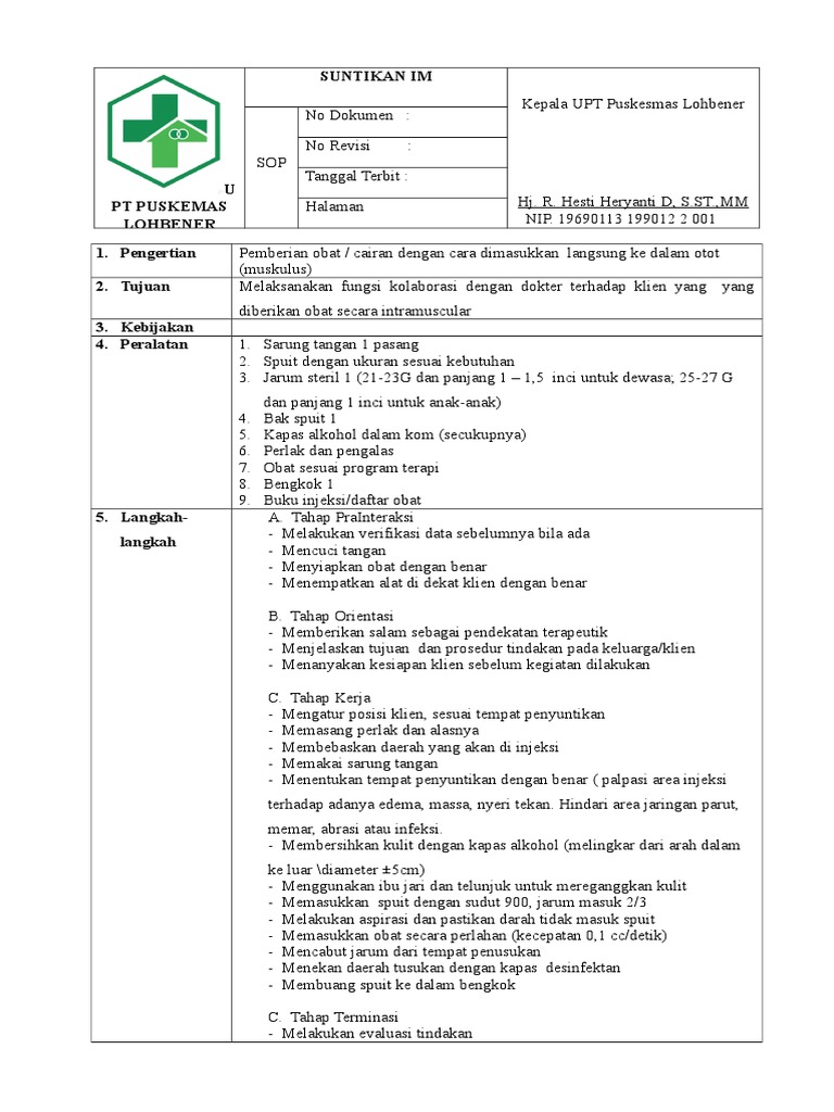 Sop Injeksi Im | PDF