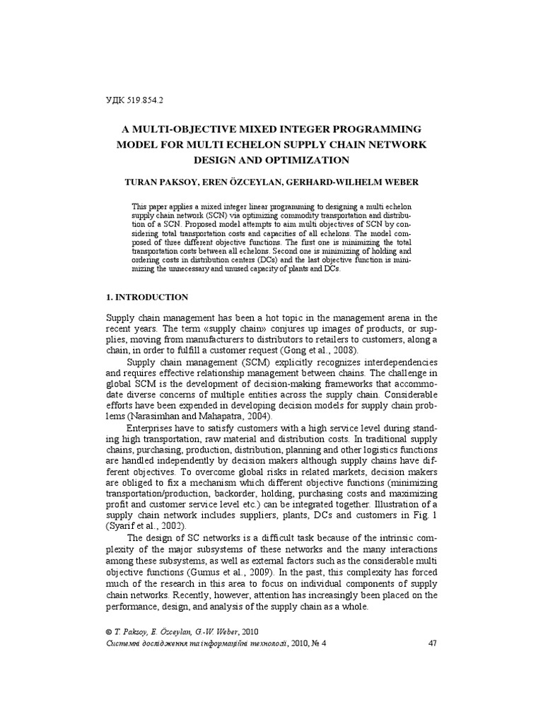 Mixed Integer PROGRAMMING | PDF | Supply Chain | Supply Chain Management