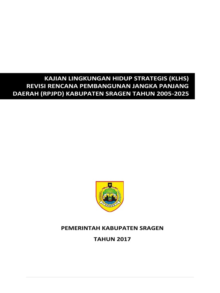 KLHS Revisi RPJPD Sragen 2005-2025 | PDF | Bisnis | Sains & Matematika