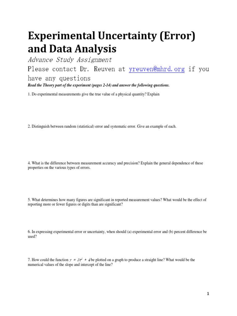 AP Physics 1 Experimental Uncertainty and Data Analysis | Download Free PDF | Significant ...