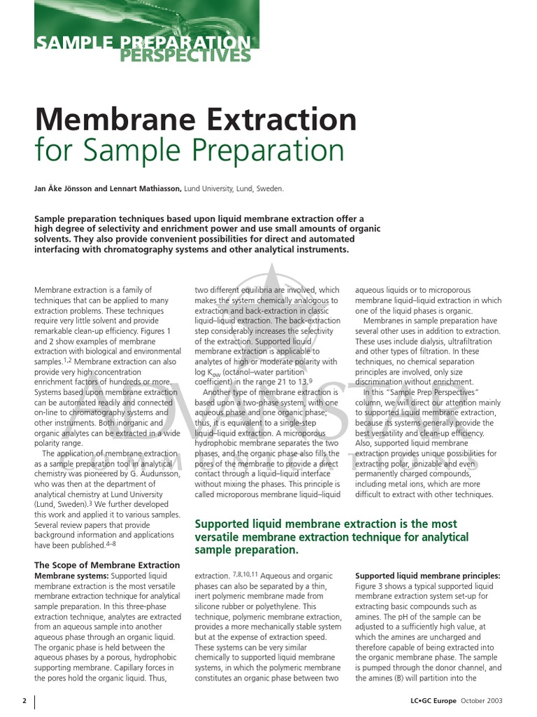 Membrane Extraction: For Sample Preparation | PDF | High Performance ...