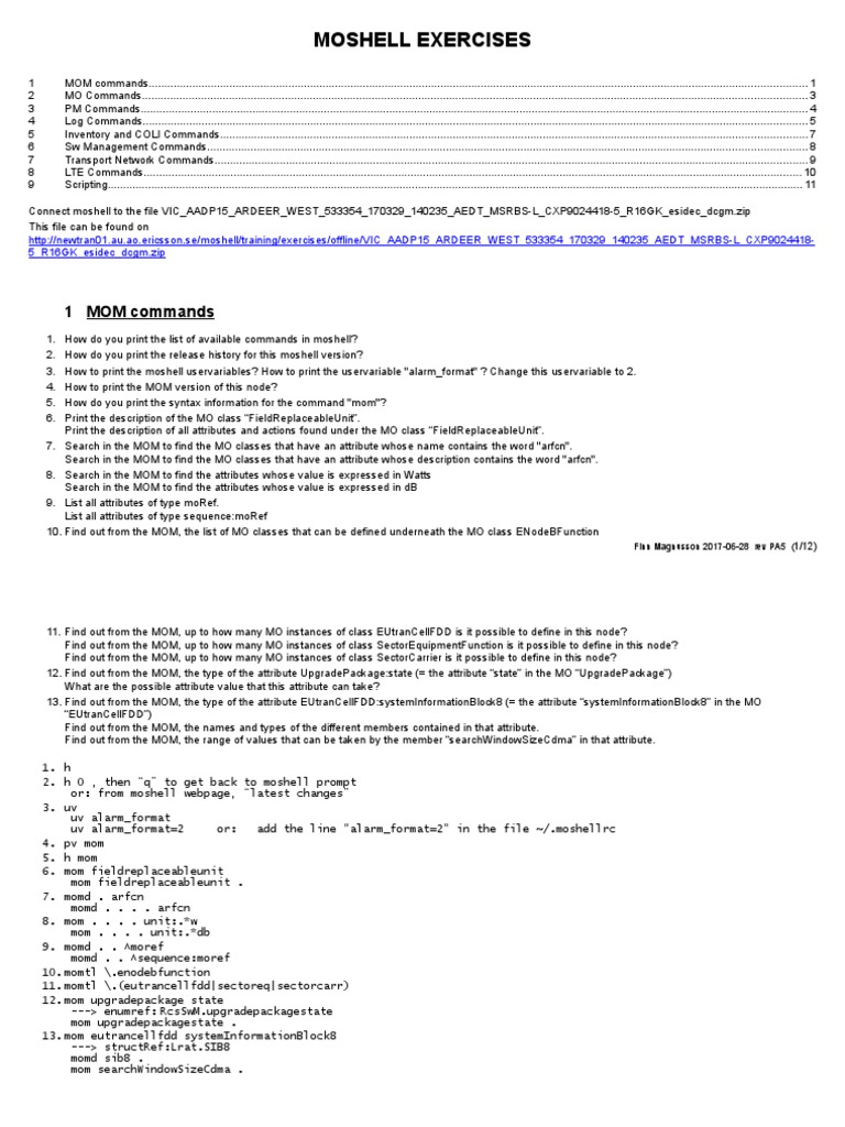 Moshell Exercises | PDF | Network Protocols | Computer Networking