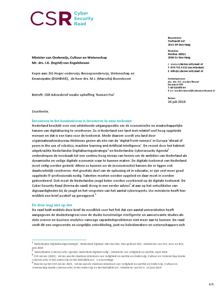 Adviesbrief Numeri Fixi | PDF