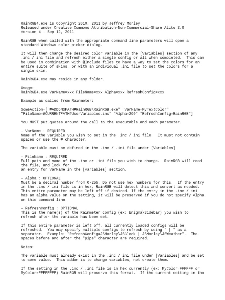 Rain RGB4 Readme | Download Free PDF | Command Line Interface | Computer File