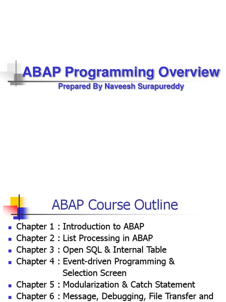 SAP ABAP Programming Overview | PDF | C (Programming Language) | String ...