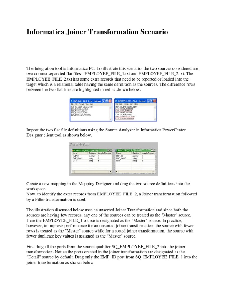 Informatica Joiner TX Scenario | PDF | Data Management | Computing