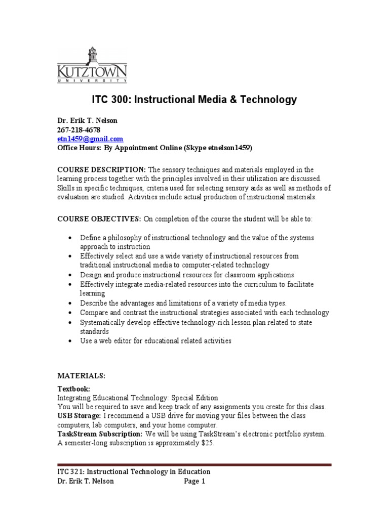ITC 300: Instructional Media & Technology | PDF | Educational ...
