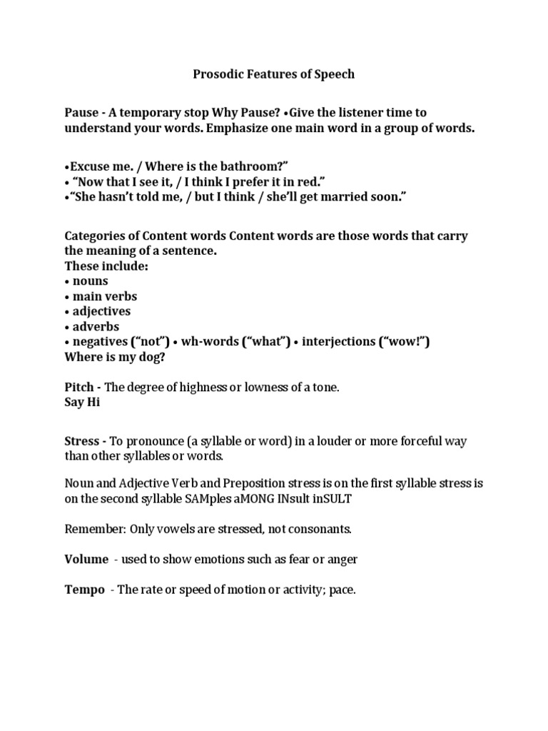 Prosodic Features of Speech | PDF