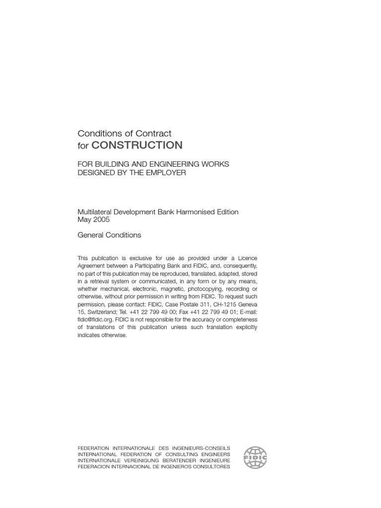FIDIC Red Book Construction Contract 1st Edition 1 9 | PDF | General ...