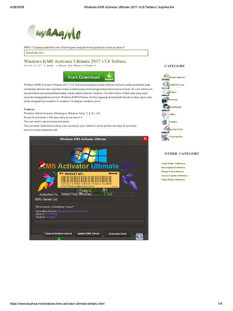 Windows KMS Activator Ultimate 2017 v3.8 Terbaru - KuyhAa | PDF