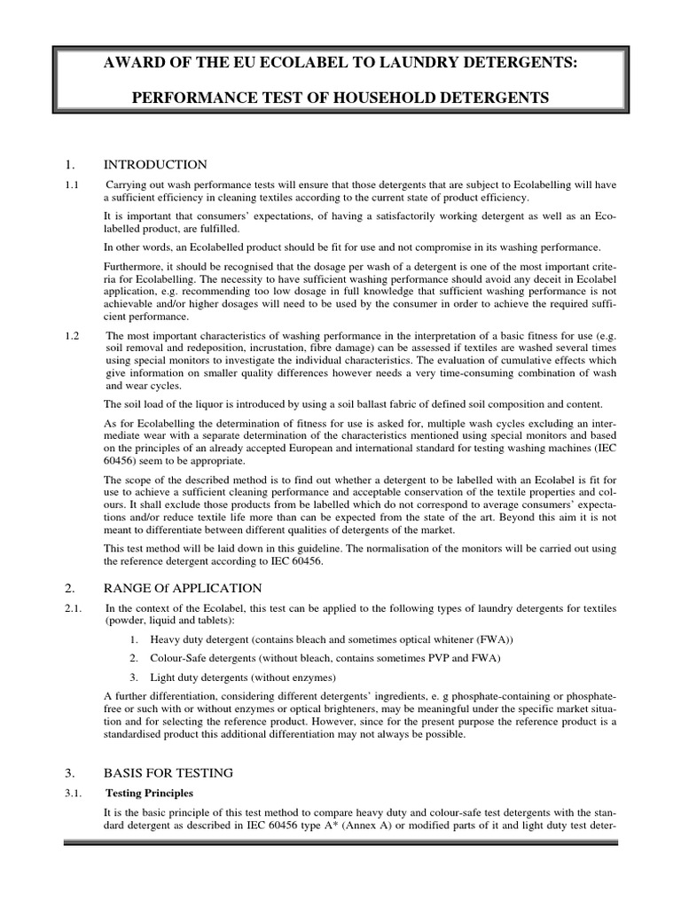 Ecolabel Wash Test Performance Guidelines | PDF | Textiles | Dye