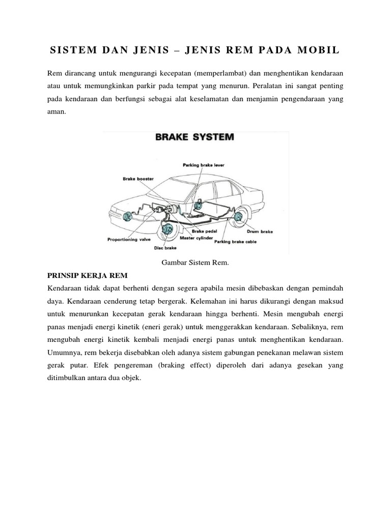 Sistem Dan Jenis Rem Pada Mobil | PDF