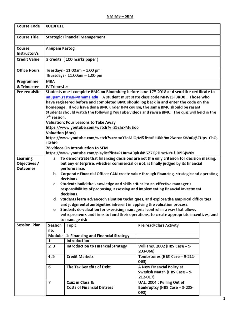 Strategic Financial Management Course | PDF | Hedge (Finance) | Capital ...