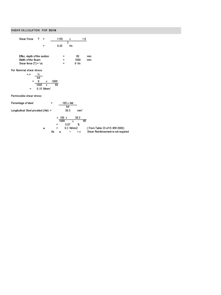 Shear Calculation For Beam | PDF