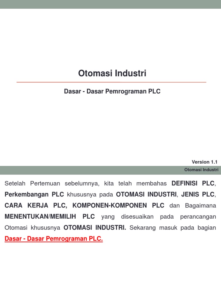 Dasar-Dasar Pemrograman PLC | PDF