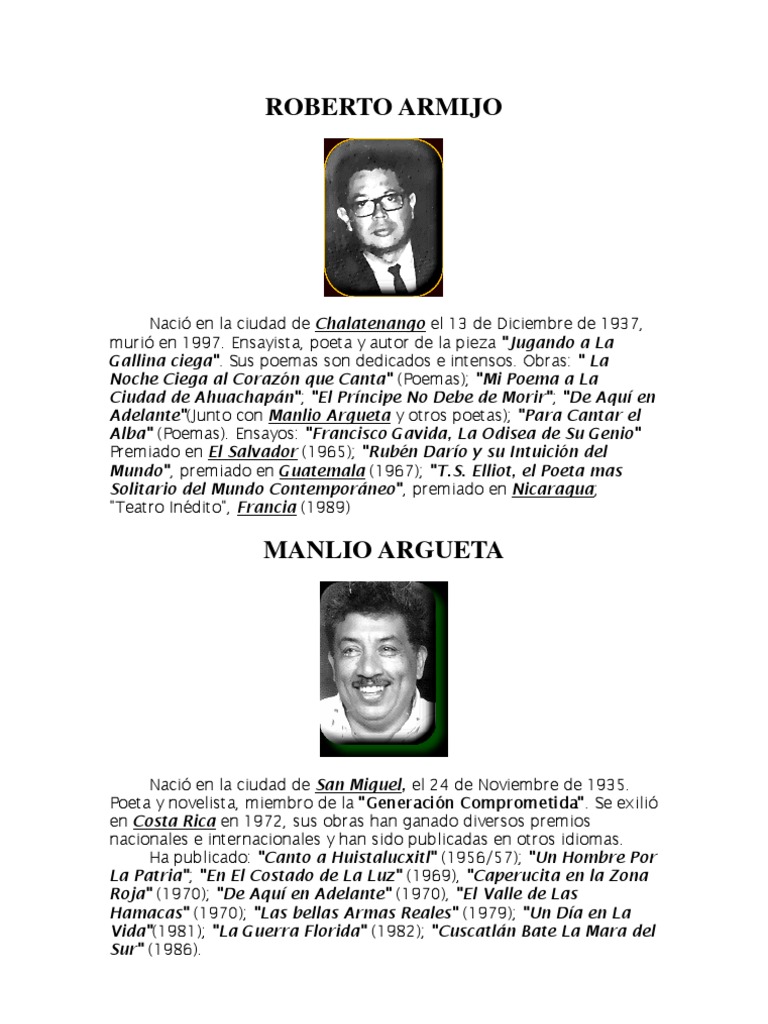 Biografías de Poetas Salvadoreños | PDF | El Salvador | Poesía