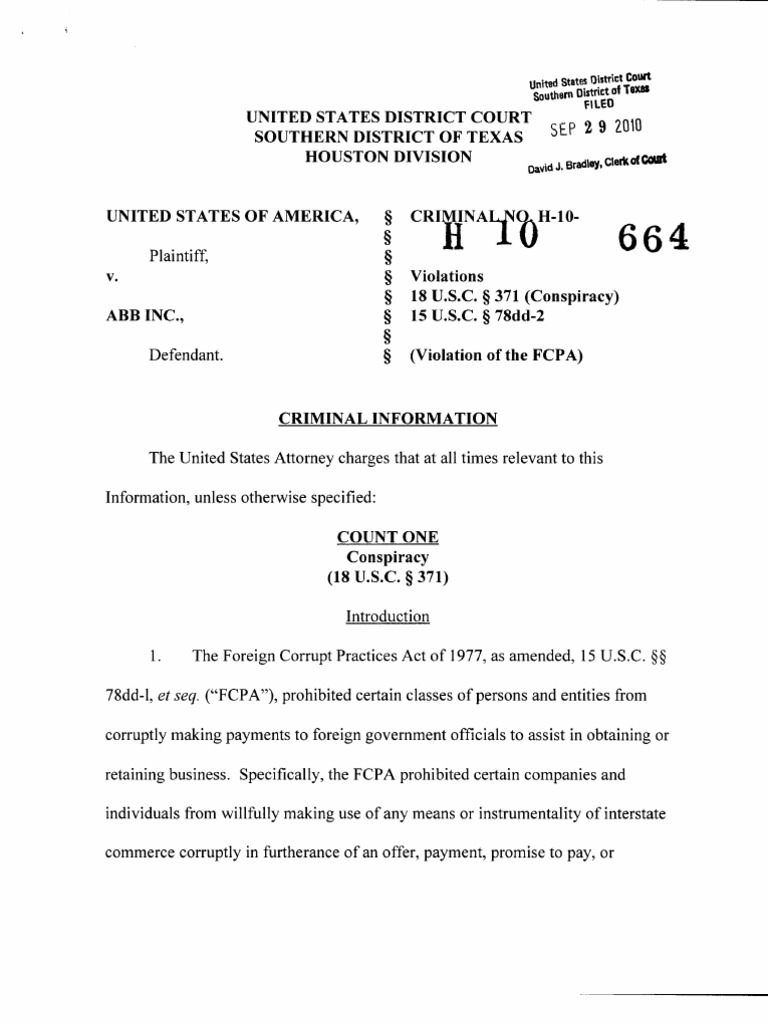ABB Inc. Criminal Information | PDF