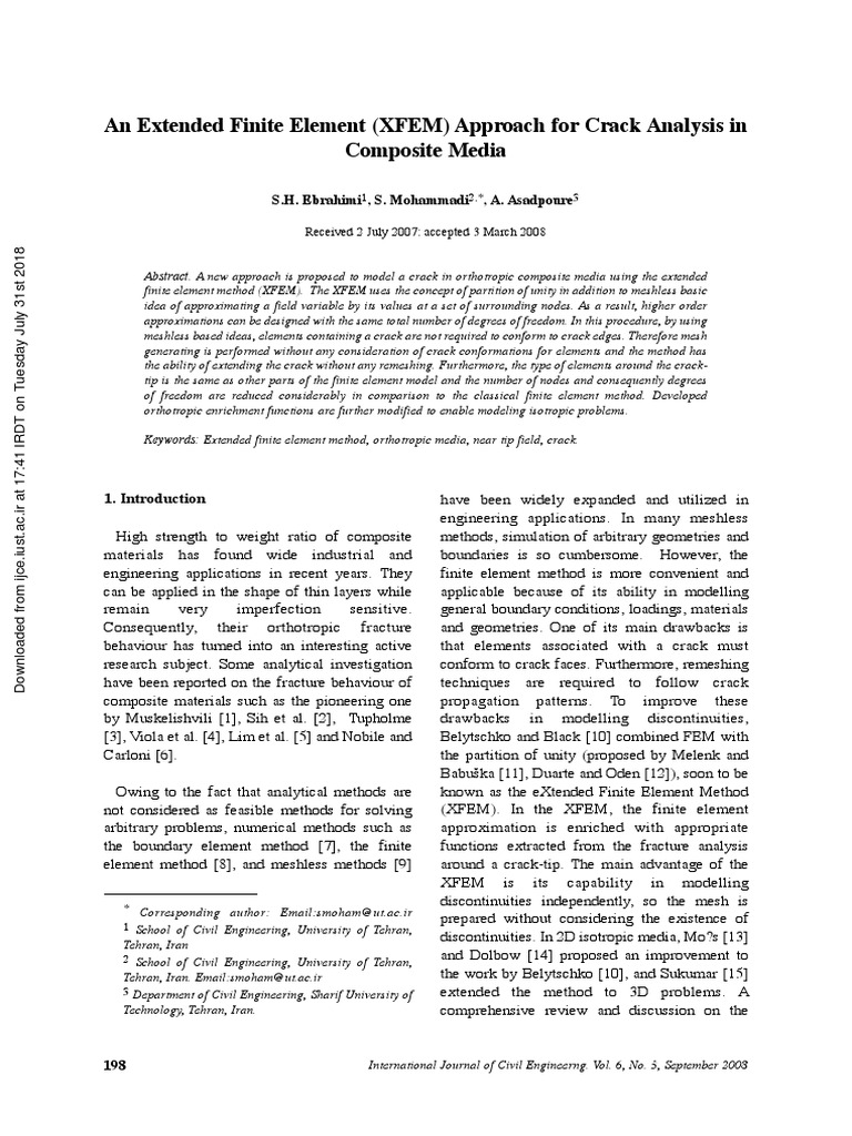 An Extended Finite Element (XFEM) Approach For Crack Analysis in ...