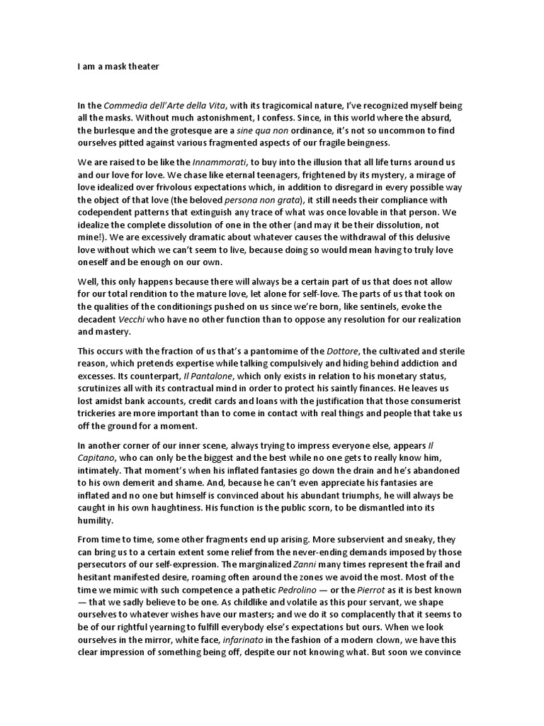 Dropping the Masks: A Journey of Self-Discovery and Authenticity | PDF