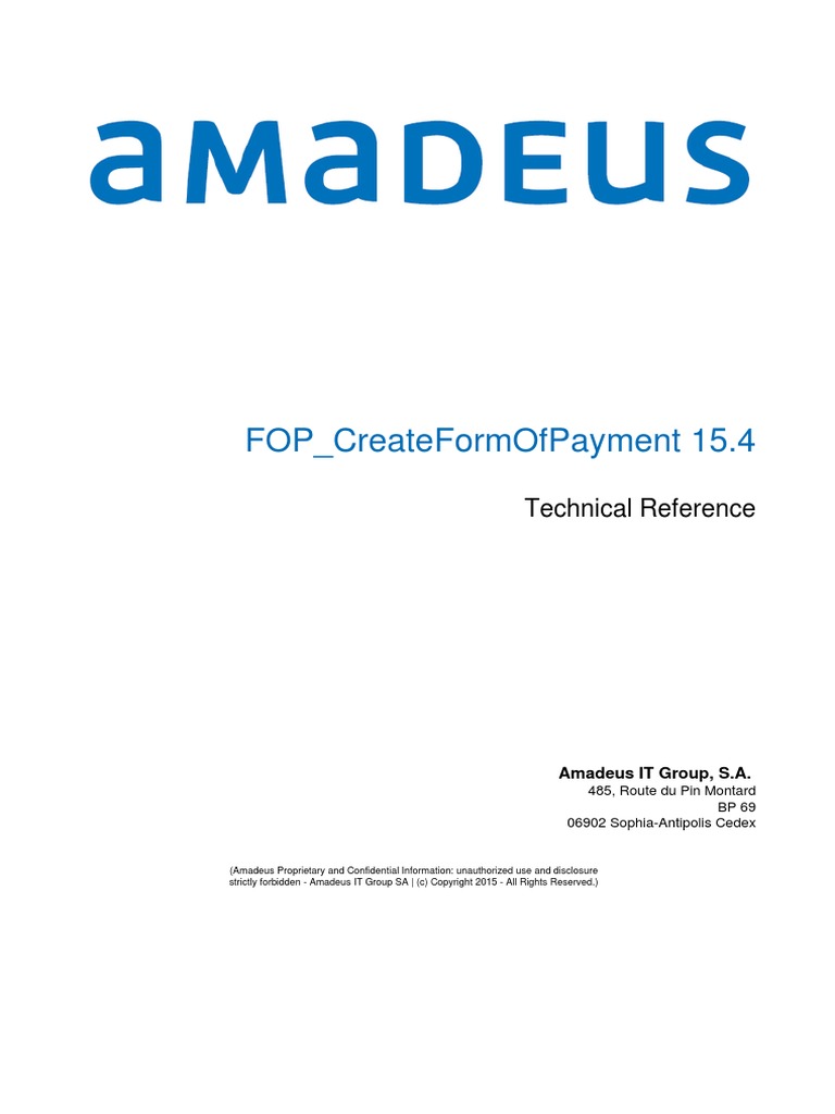TechRef FOP CreateFormOfPayment 15.4 001 | PDF | C (Programming ...