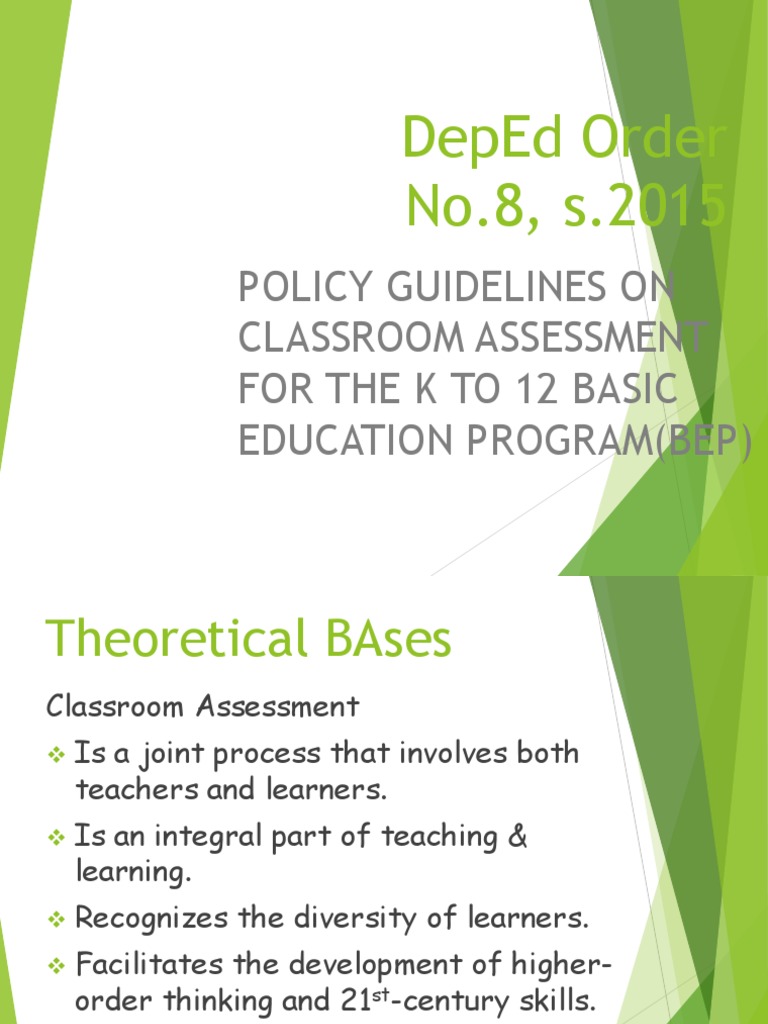 Classroom Assessment Guidelines for K-12 | PDF | Educational Assessment ...