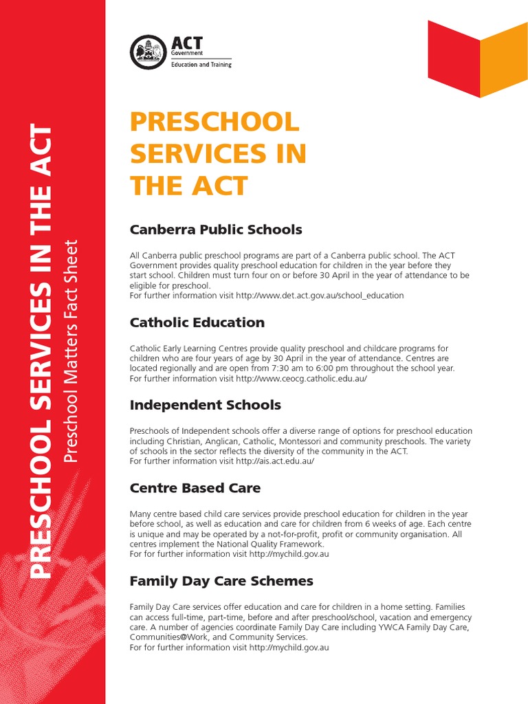 Preschool Services in The Act: Canberra Public Schools | PDF ...
