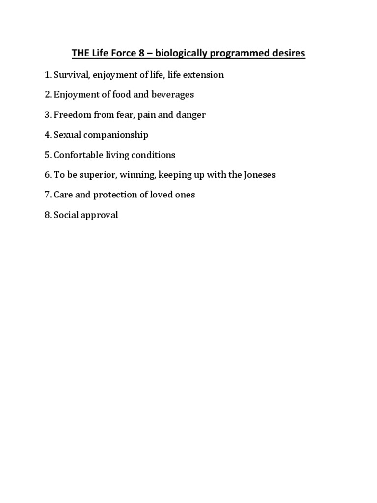THE Life Force 8 - Biologically Programmed Desires | PDF