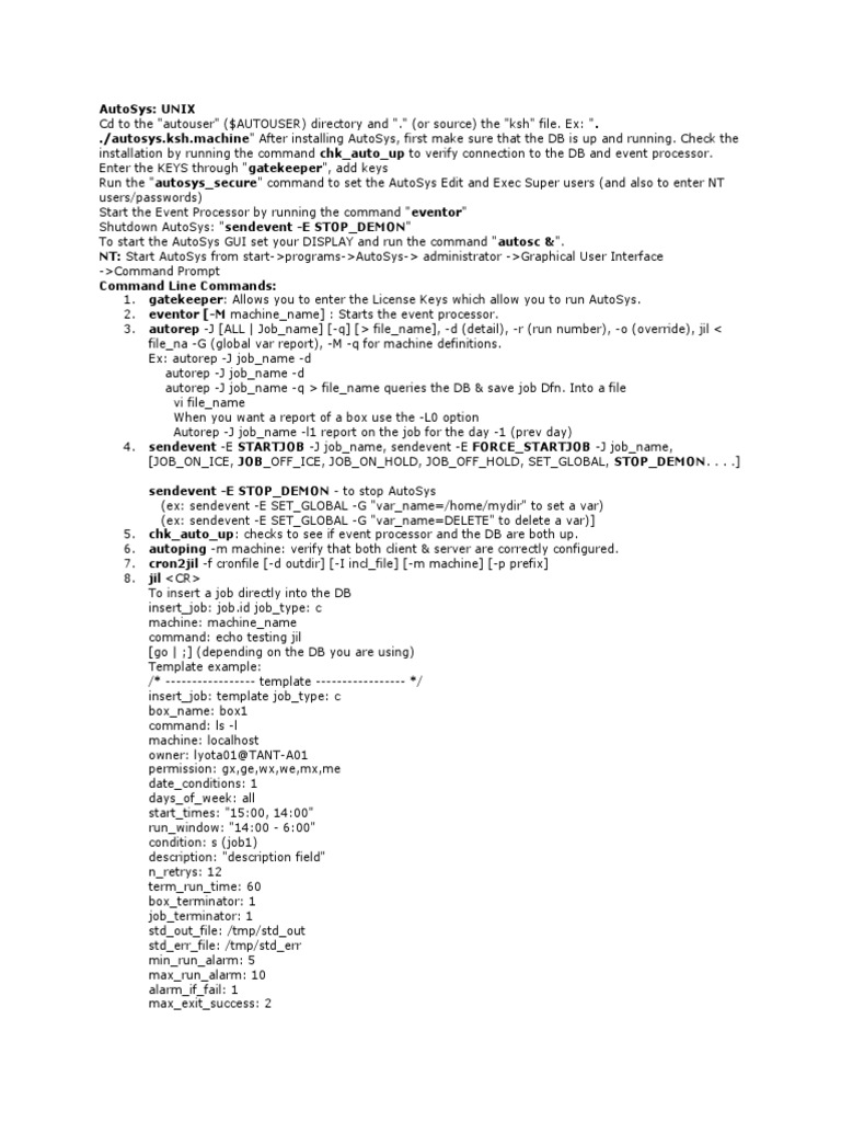 Autosys Command Line Interface Operating System Technology 