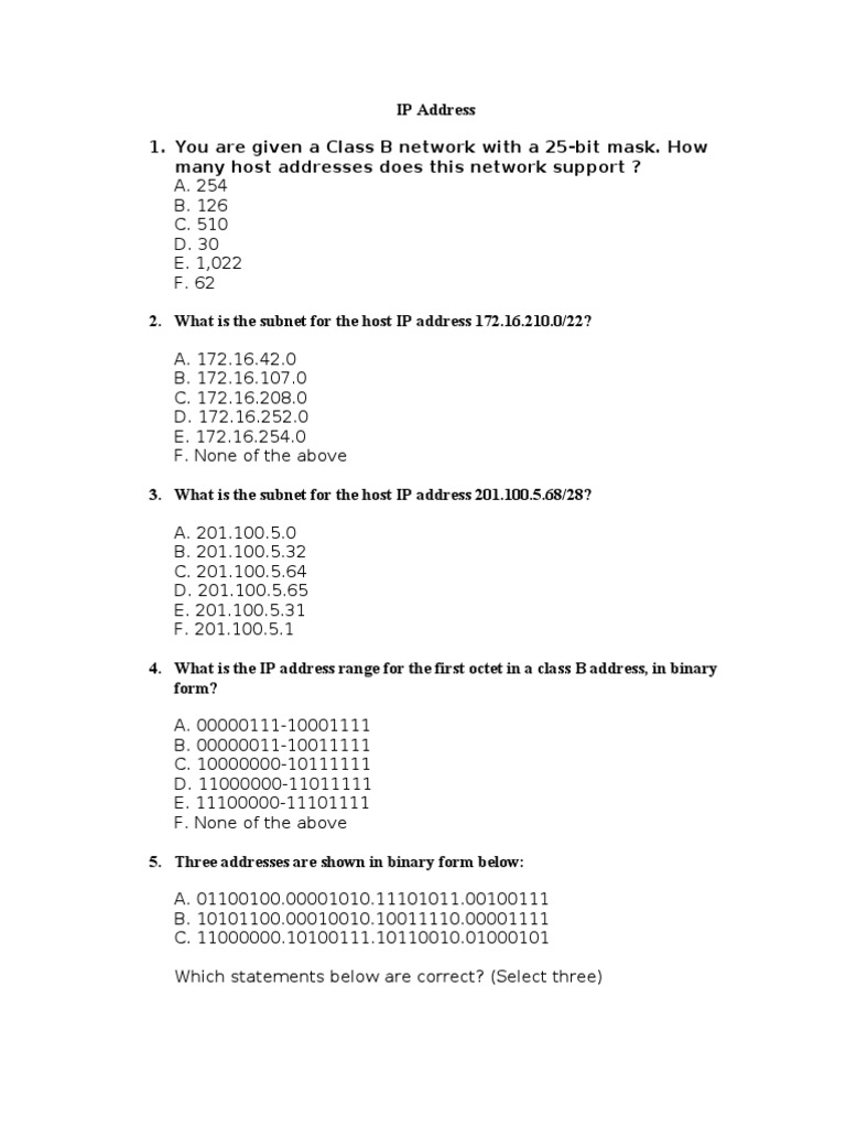 Ip Subnet Pdf Ip Address Network Protocols