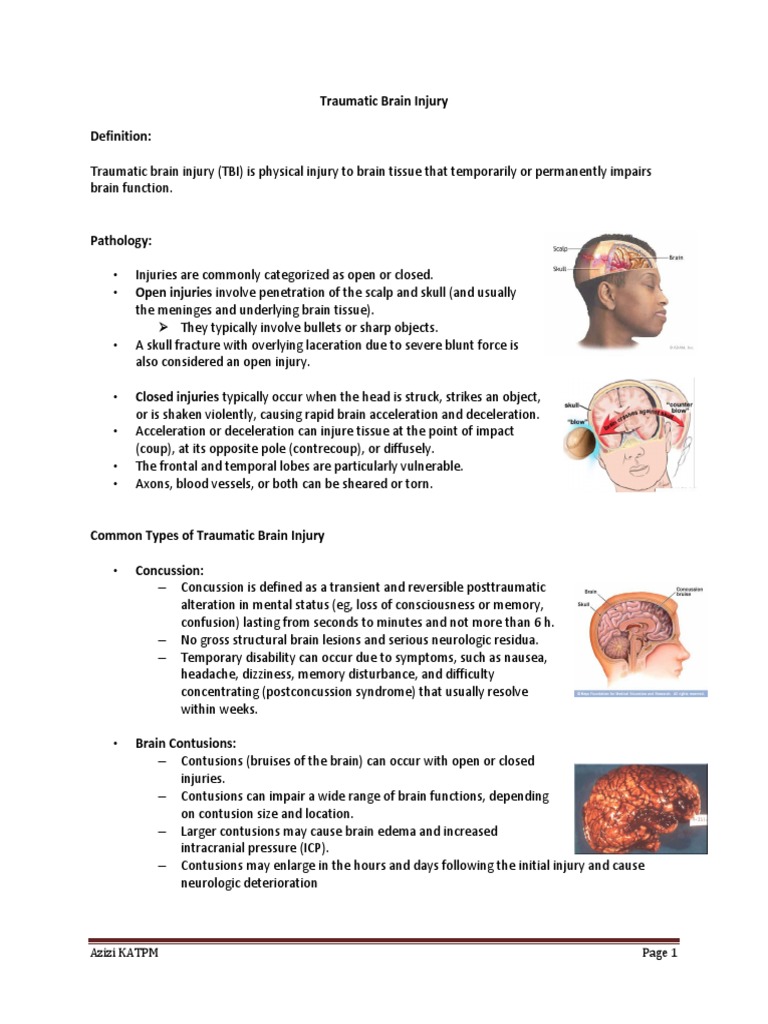 Head Injury - Handout | PDF | Traumatic Brain Injury | Concussion