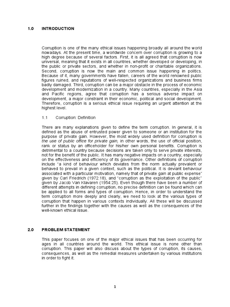 The Use of Public Office For Private Gain, in Other Words, The Use of ...