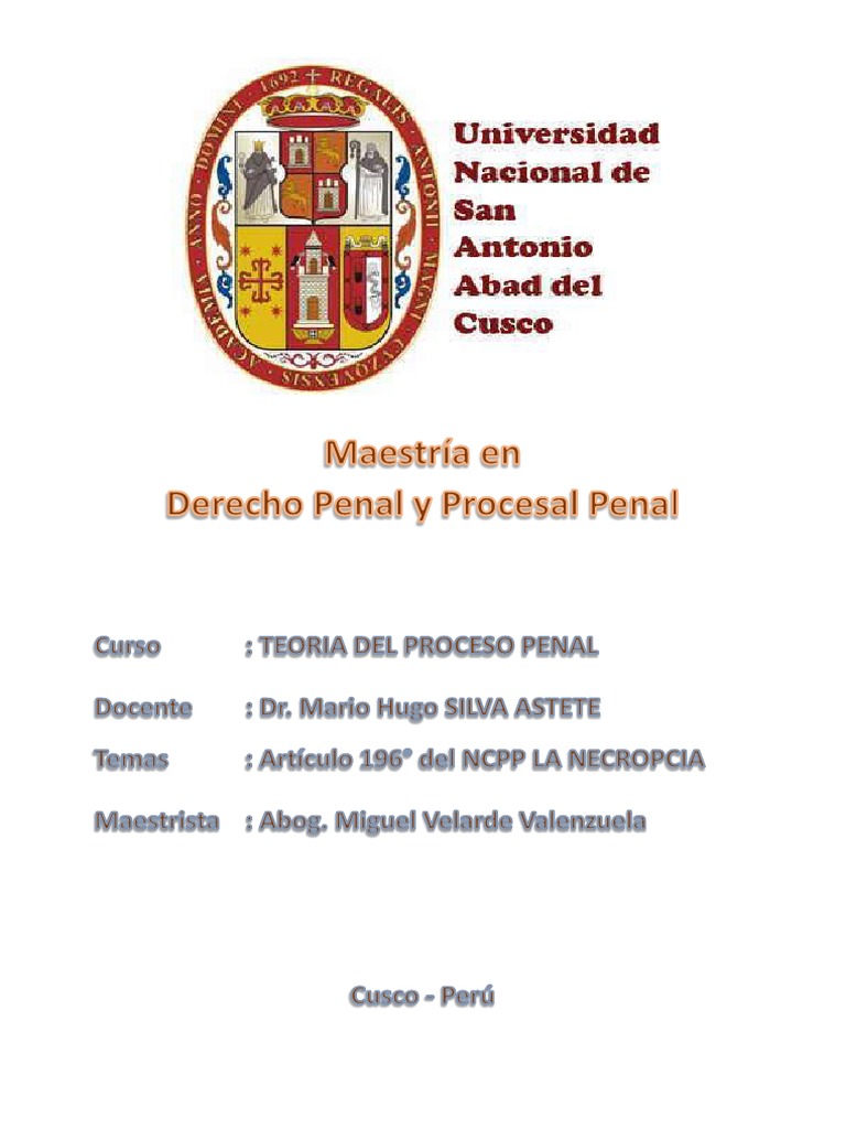 Artículo 196° Del NCPP LA NECROPCIA | PDF | Evidencia (ley) | Ley procesal