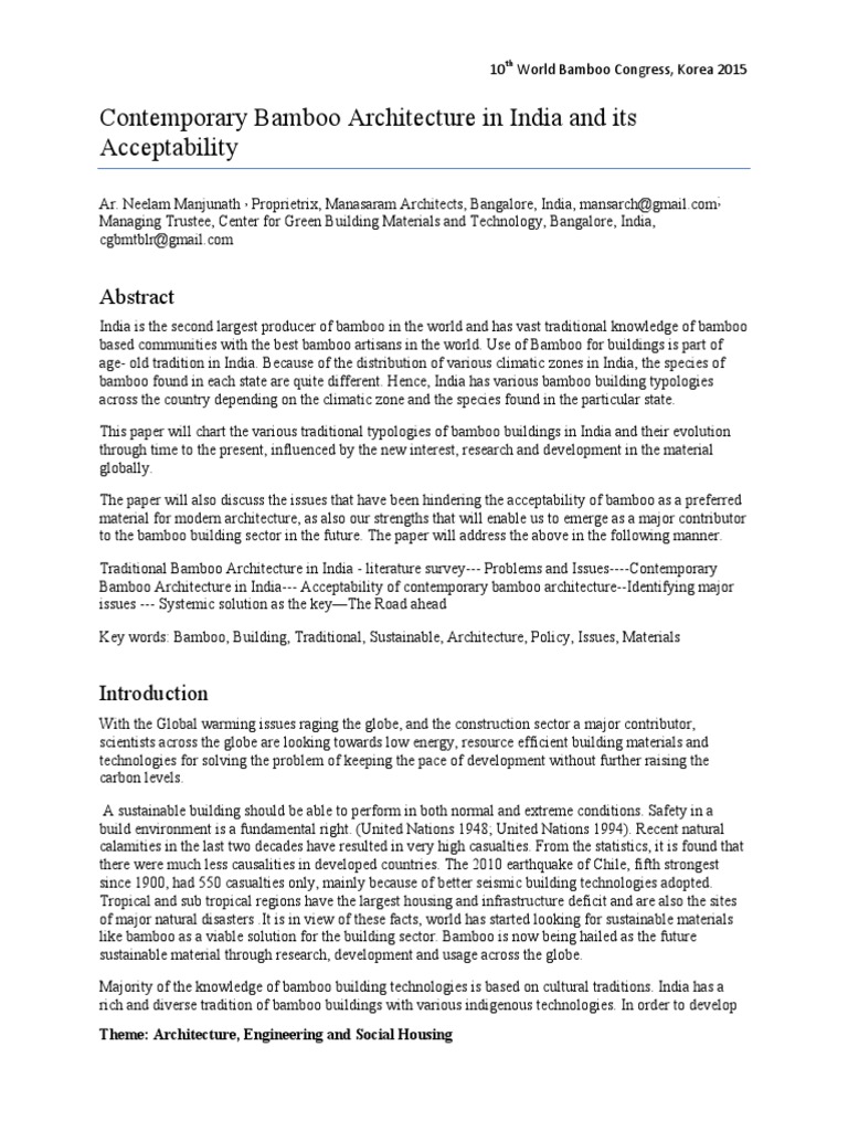 Manjunath, Neelam PDF | PDF | Bamboo | Roof