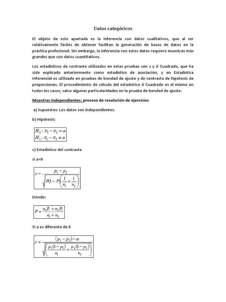 Datos Categóricos | PDF | Muestreo (Estadísticas) | Estadísticas