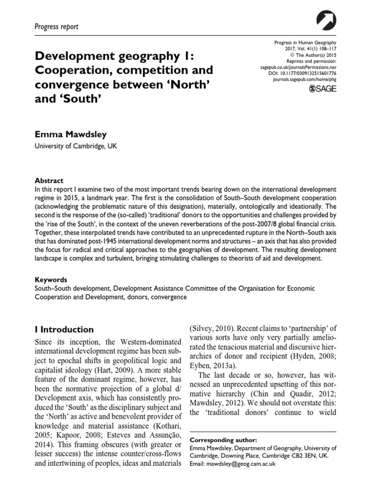 Mawdsley - Development Geography 1 - Cooperation, Competition and ...