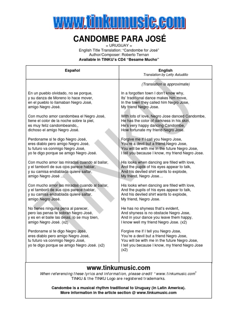 Candombe para Jose | PDF | Uruguayan Styles Of Music | Latin American Music