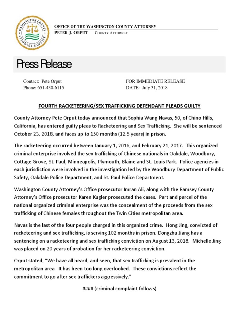 Fourth Racketeering Sex Trafficking Defendant Pleads Guilty | PDF ...